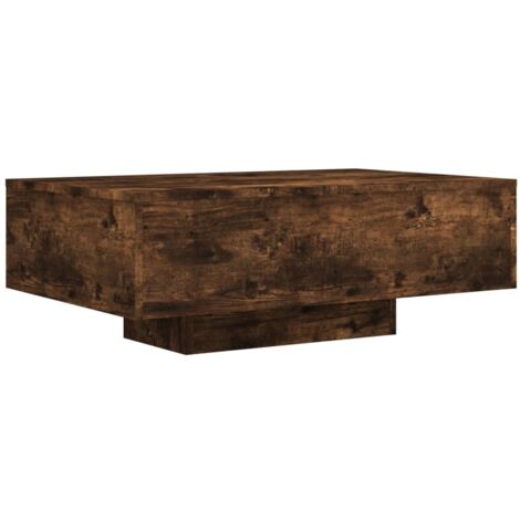 Table basse design avec éclairage LED intégré bois chêne fumé ...
