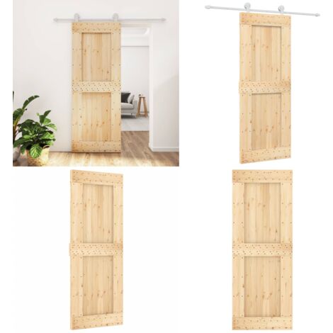 Porte coulissante et kit de quincaillerie 80x210 cm pin massif - Portes ...