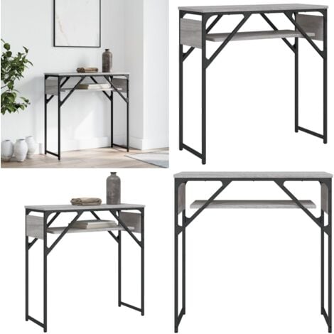 Table console avec étagère sonoma gris 75x30x75 cm - Table Basse ...