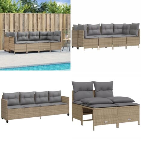 Salon de jardin avec coussins 5 pcs beige résine tressée - Ensemble ...