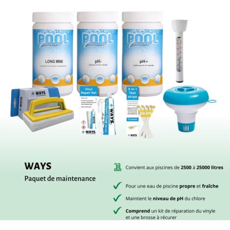 Piscine rectangulaire à ossature bois EXIT - 300 x 200 x 65 cm - Comprend des Accessoires CB5