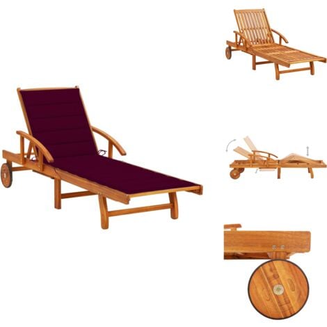 Chaise longue de jardin avec coussin Bois d'acacia solide - Chaise Longue - Mobilier De Jardin ...
