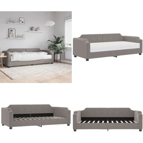 Lit de jour avec matelas taupe 100x200 cm tissu - Canapé Convertible ...
