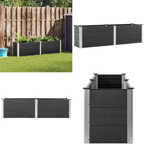 Jardinière surélevée en WPC gris résistante aux UV pour grand balcon ...