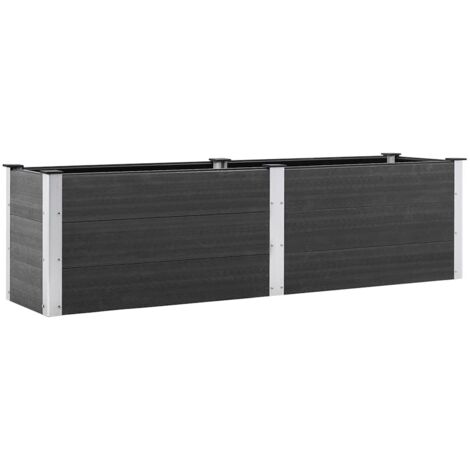 Jardinière surélevée en WPC gris résistante aux UV pour grand balcon ...
