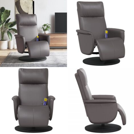 Fauteuil inclinable de massage repose-pieds gris similicuir - Fauteuil Massant - Chaise ...