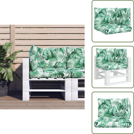 Coussins de palette lot de 3 motif de feuilles tissu - Coussins ...