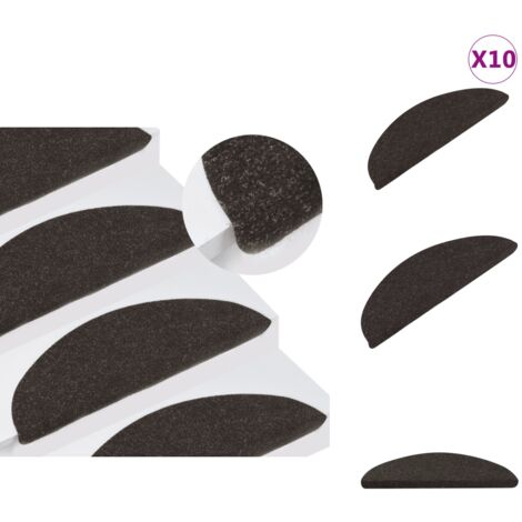 Tapis d'escalier auto-adhésifs 10 pcs noir 56x17x3 cm - Tapis D ...