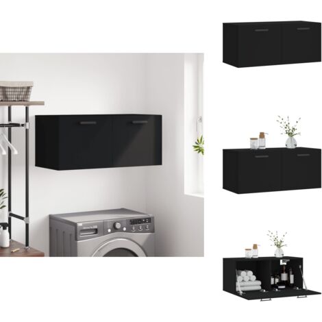 Armoire murale noir 80x36,5x35 cm bois d'ingénierie - Armoire Murale ...