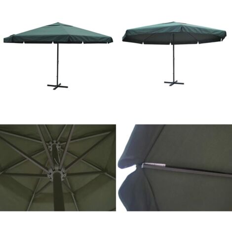 Parasol vert aluminium 500 cm - Parasol Jardin - Parasol Extérieur ...