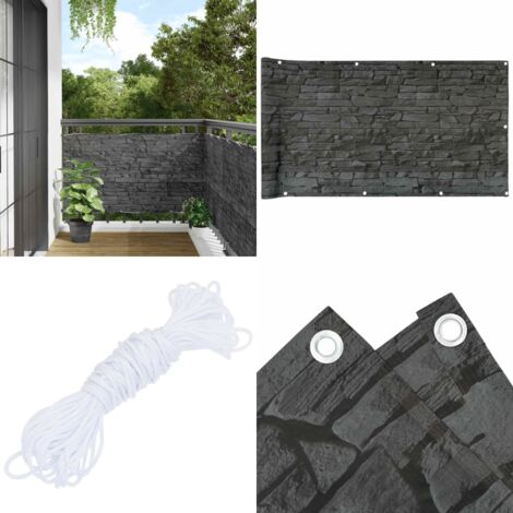 Écran d'intimité de balcon aspect pierre de rebord gris PVC - Brise Vue ...