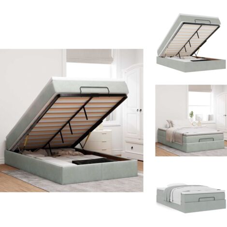Lit ottoman avec matelas gris clair 120x190 cm velours - Lit Ottoman ...