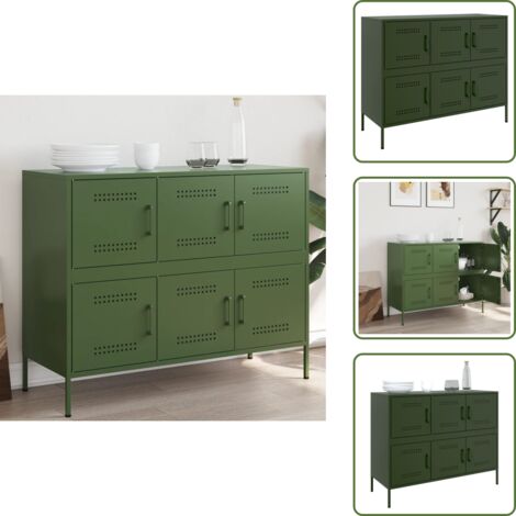 Buffet vert olive 100,5x39x79 cm acier - Buffet Industriel - Meuble ...