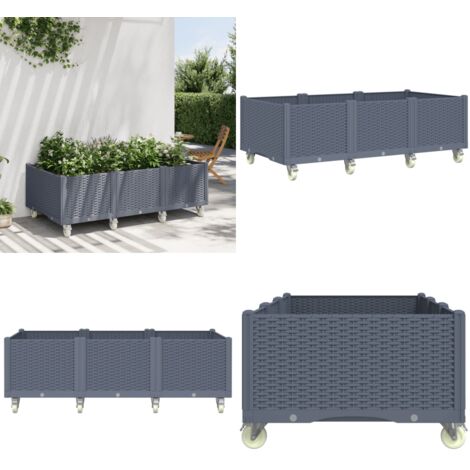 Jardinière à roulettes bleu gris 150x80x54 cm PP - Jardinier À Roulette ...