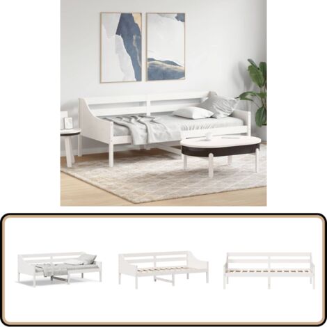 Lit de jour sans matelas blanc 80x200 cm bois de pin massif - Lit De ...