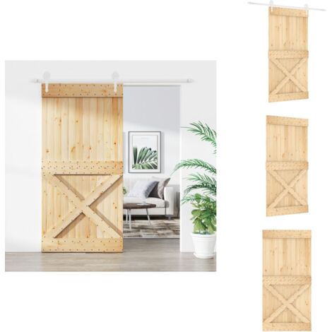 Porte coulissante et kit de quincaillerie 100x210 cm pin massif ...