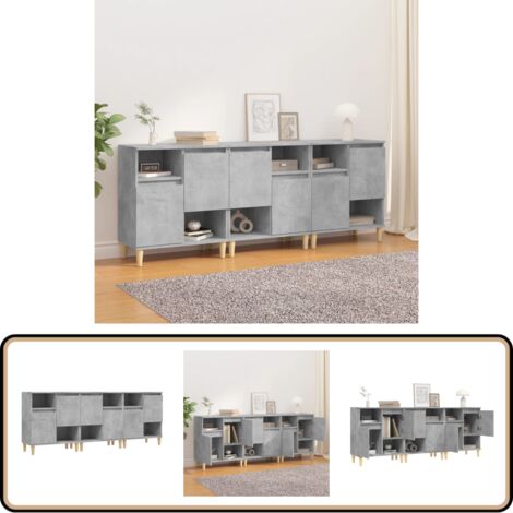 Buffets 3 pcs gris béton 60x35x70 cm bois d'ingénierie - Buffet ...