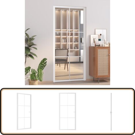 Porte intérieure 93x201,5 cm Blanc Verre ESG et aluminium - Porte ...