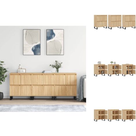 Buffets 3 pcs Chêne sonoma Bois d'ingénierie - Buffet Classique ...