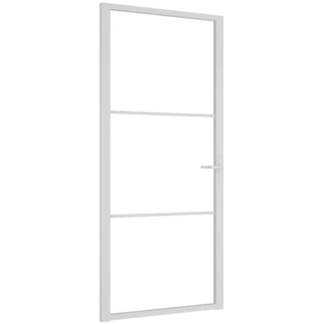 Porte intérieure 93x201,5 cm Blanc Verre ESG et aluminium - Portes ...