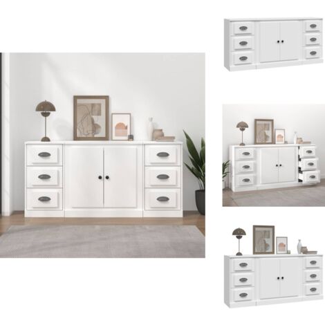 Buffets 3 pcs Blanc Bois d'ingénierie - Buffet Classique - Meuble De ...