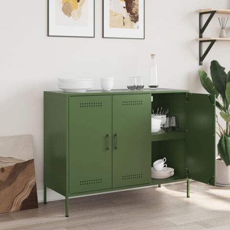 Buffet vert olive 100,5x39x79 cm acier - Buffet Industriel - Meuble ...
