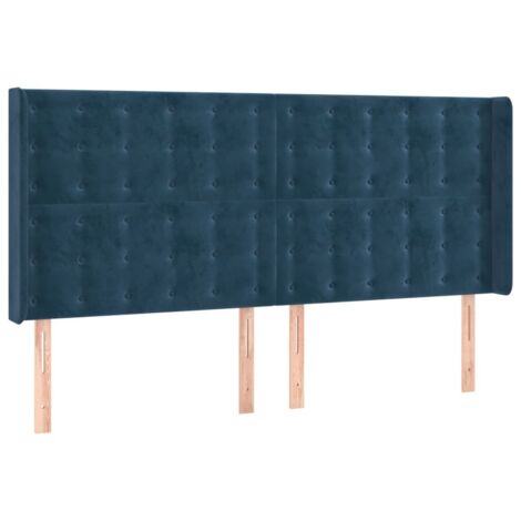 Tête de lit avec oreilles Bleu foncé 163x16x118/128 cm Velours - tête ...