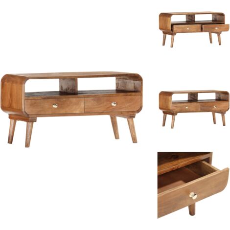 Meuble TV 90x35x47 cm Bois massif de manguier - Support TV - Supports ...
