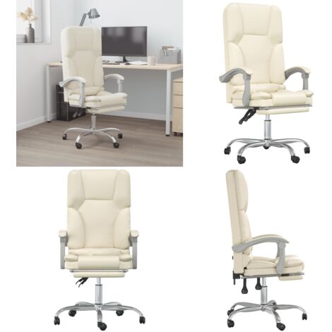 Fauteuil de massage inclinable de bureau Crème Similicuir - Chaise De Bureau - Chaise ...