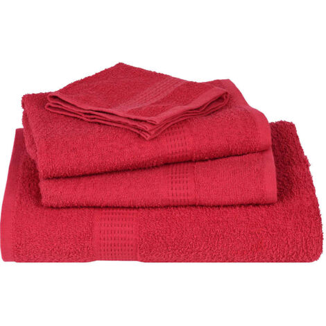 Serviette de bain FROGN lot de 2 essuie-mains rouge en coton 50x100 cm ...