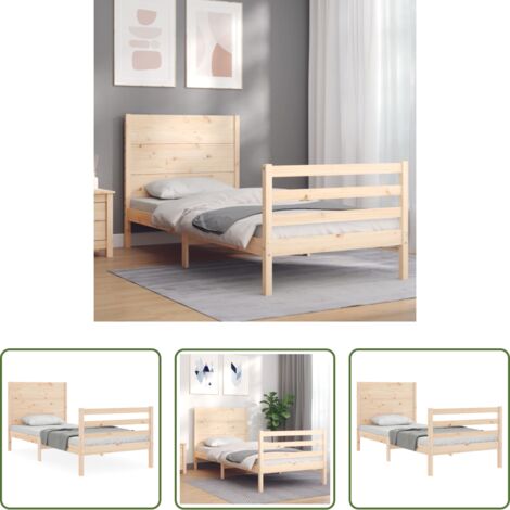 Bois massif lit vidaXL cadre de lit sans matelas design épuré pin ...