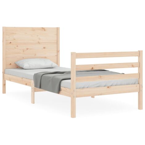 Bois massif lit vidaXL cadre de lit sans matelas design épuré pin ...