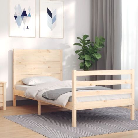 Bois massif lit vidaXL cadre de lit sans matelas design épuré pin ...