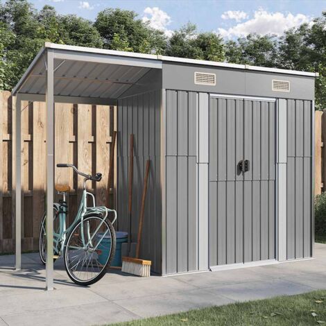Cabanon de jardin métallique étanche avec extension de toit 277 cm ...
