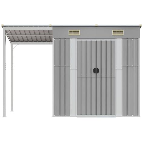 Cabanon de jardin métallique étanche avec extension de toit 277 cm ...