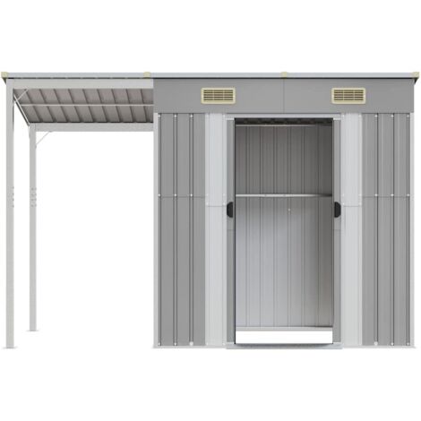 Cabanon de jardin métallique étanche avec extension de toit 277 cm ...