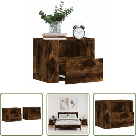 Rangement mur - Tables de chevet murales 2 pcs chêne fumé 45x30x35 cm