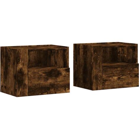 Rangement mur - Tables de chevet murales 2 pcs chêne fumé 45x30x35 cm