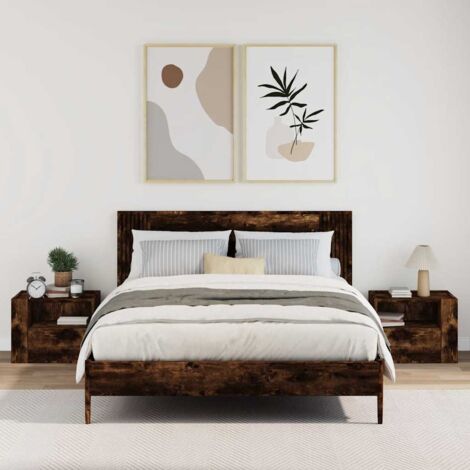 Rangement mur - Tables de chevet murales 2 pcs chêne fumé 45x30x35 cm