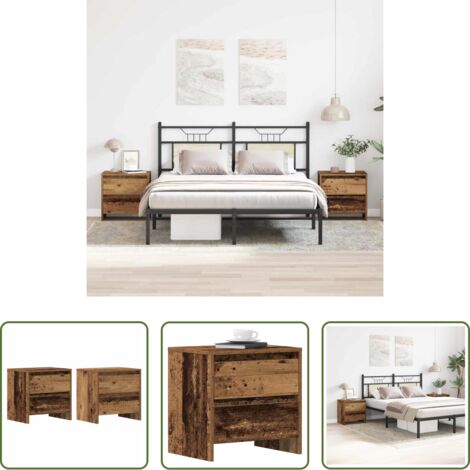 Table de nuit en bois ancien lot de 2 cabinets de rangement pour la ...