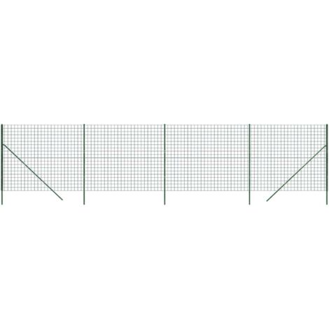vidaXL Clôture en acier - Clôture en treillis métallique vert 1,6x10 m ...
