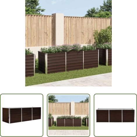 vidaXL Patio - Lit surélevé de jardin Marron 240x80x77 cm Acier galvanisé
