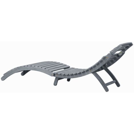 Chaise longue pliable en acacia massif gris delave design ergonomique ...
