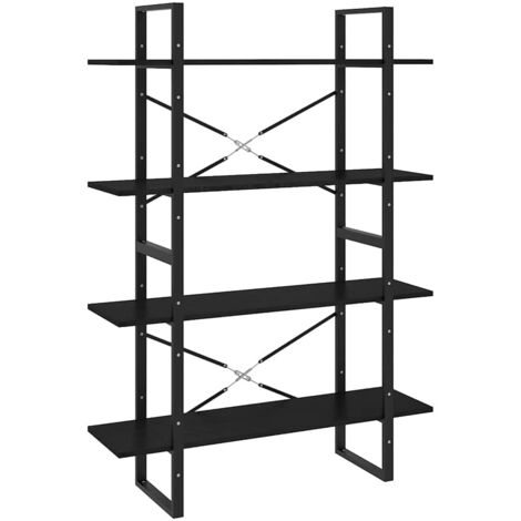 Bibliothèque en pin massif noir 4 niveaux 140 cm hauteur meuble durable ...