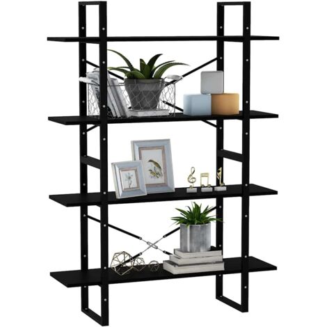 Bibliothèque en pin massif noir 4 niveaux 140 cm hauteur meuble durable ...