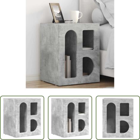 Table de nuit design industriel gris béton 40 cm en bois d'ingénierie ...