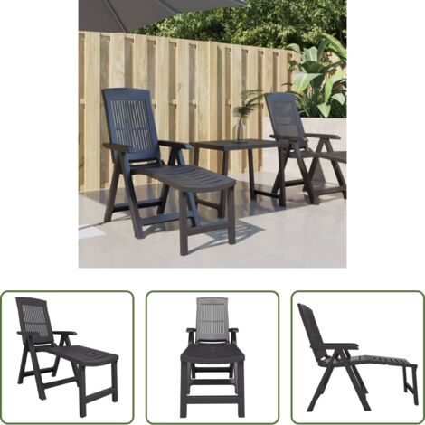 Chaise longue anthracite plastique vidaXL transat de jardin confort ...