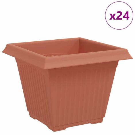 Pot à fleurs extérieur - Pot de Fleurs Carré 24 pcs Rouge brique 38 x ...