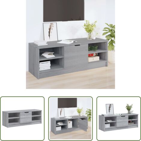 Meuble TV Sonoma gris 102 cm pour ranger decodeur et ranger cables ...