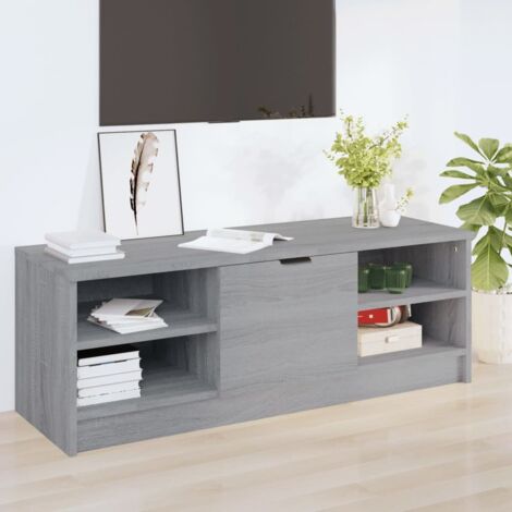 Meuble TV Sonoma gris 102 cm pour ranger decodeur et ranger cables ...
